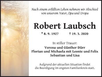 Traueranzeigen von Robert Laubsch | trauer.flz.de