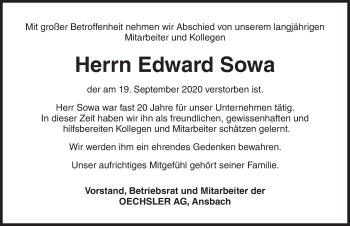 Traueranzeigen von Edward Sowa | trauer.flz.de