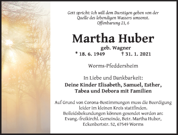 Traueranzeigen von Martha Huber | trauer.flz.de
