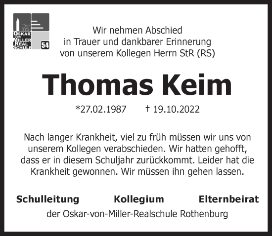 Traueranzeigen von Thomas Keim | trauer.flz.de