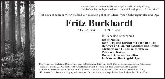 Gedenkkerzen von Fritz Burkhardt | trauer.flz.de