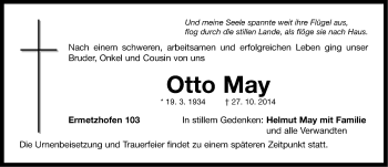Traueranzeigen von Otto May | trauer.flz.de