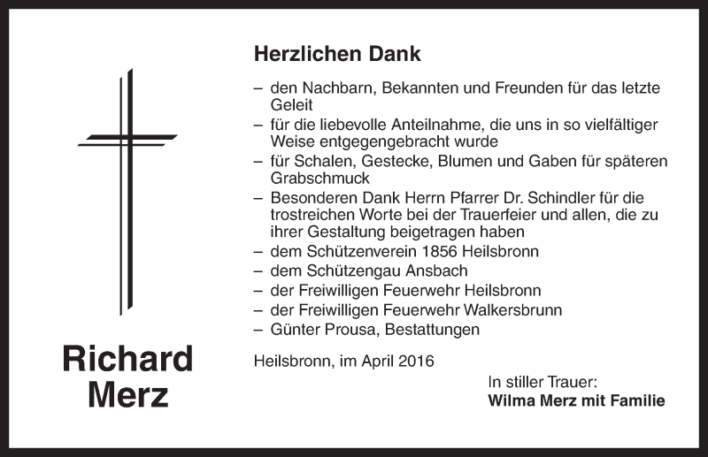 Traueranzeigen von Richard Merz | trauer.flz.de