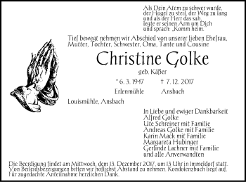 Traueranzeigen von Christine Golke | trauer.flz.de
