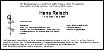 Traueranzeigen von Johann Reisch | trauer.flz.de